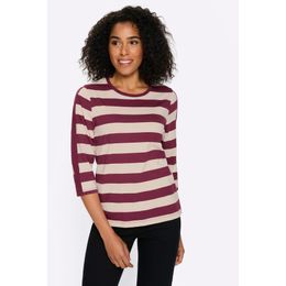3/4-Arm-Shirt Classic Basics "3/4-Arm-Shirt", Damen, Gr. 38, bordeaux, elfenbein, gestreift, 100% Baumwolle, gemustert, gestreift, Rundhals, Shirts 3/4-Arm-Shirt