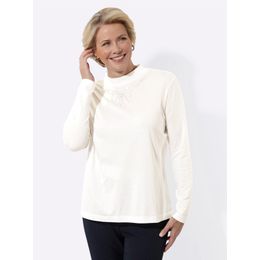 Langarmshirt CLASSIC "Stehkragen-Shirt", Damen, Gr. 44, ecru, 50% Baumwolle, 50% Modal, unifarben, Shirts Langarmshirt