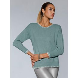 CR&Eacute;ATION L Rundhalspullover CREATION L "Modal-Mix-Pullover", Damen, Gr. 38, jade, 48% Modal, 28% Polyester, 19% Polyamid, 5% metallisierte Fasern, unifarben, Pullover Rundhalspullover