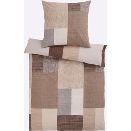 Bettw&auml;sche HEINE HOME Gr. 5, beige, hellgrau, bedruckt, B/L: 135cm x 200cm, Renforc&eacute;, B/L: 40cm x 80cm, 2, Renforc&eacute;, 100% Baumwolle, Bettw&auml;sche, Bettw&auml;sche