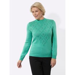 Strickpullover CLASSIC "Stehkragen-Pullover", Damen, Gr. 42, blaugr&uuml;n, 100% Polyacryl, unifarben, Pullover Strickpullover