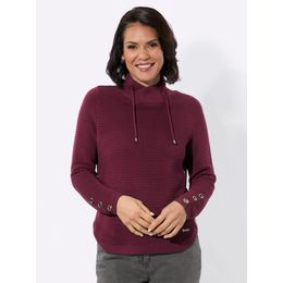 Strickpullover Casual Looks "Langarm-Pullover", Damen, Gr. 42, bordeaux, 50% Baumwolle, 50% Polyacryl, unifarben, Pullover Strickpullover