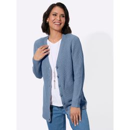 Strickjacke Casual Looks, Damen, Gr. 36, blau (bleu), 50% Baumwolle, 50% Polyacryl, unifarben, Strickjacken Strickjacke