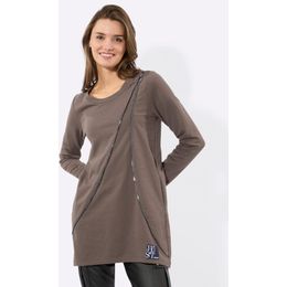 Longsweatshirt Inspirationen, Damen, Gr. 50, dunkeltaupe, 50% Baumwolle, 50% Polyester, unifarben, Rundhals, Sweatshirts