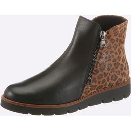 Stiefelette Heine, Damen, Gr. 35, schwarz, camel, Leder, Rindsleder, Schuhe Stiefelette
