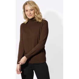 Rollkragenpullover Classic Basics "Rollkragen-Pullover", Damen, Gr. 38, beige, 100% Baumwolle, unifarben, Pullover Rollkragenpullover