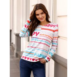 Langarmshirt Classic Basics "Langarm-Shirt", Damen, Gr. 42, zartmint, pink, bedruckt, 100% Baumwolle, gemustert, mehrfarbig, Rundhals, Shirts Langarmshirt