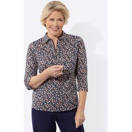 Poloshirt CLASSIC "Poloshirt", Damen, Gr. 40, marine, papaya, bedruckt, 100% Baumwolle, gebl&uuml;mt, gemustert, mehrfarbig, Shirts