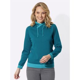 Strickpullover Classic Basics "Langarm-Pullover", Damen, Gr. 38, aquapetrol, t&uuml;rkis, 100% Baumwolle, gemustert, mehrfarbig, Pullover Strickpullover