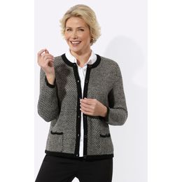 Strickjacke CLASSIC, Damen, Gr. 52, schwarz, champagner, gemustert, 92% Polyacryl, 5% Polyester, 3% metallisierte Fasern, gemustert, Strickjacken Strickjacke