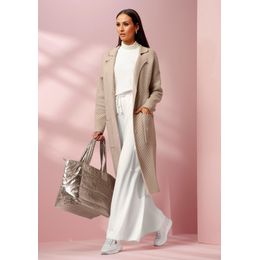 Strickjacke Heine, Damen, Gr. 34, sesam, ecru, gestreift, 50% Viskose, 28% Polyester, 22% Polyamid, gemustert, gestreift, Strickjacken Strickjacke