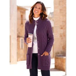 Strickjacke Inspirationen, Damen, Gr. 50, lila (traube), 50% Baumwolle, 50% Polyacryl, unifarben, Strickjacken Strickjacke
