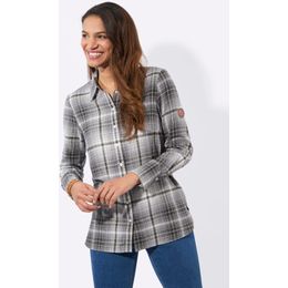 Flanellbluse Casual Looks, Damen, Gr. 40, graphit, steingrau, kariert, 100% Baumwolle, gemustert, kariert, mehrfarbig, Blusen