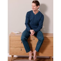 w&auml;schepur Schlafanzug W&Auml;SCHEPUR, Herren, Gr. 48/50, dunkelblau, topas, bedruckt, 100% Baumwolle, Homewear-Sets Schlafanzug