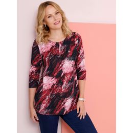 Longshirt Classic Basics "Longshirt", Damen, Gr. 50, schwarz, kirsche, bedruckt, 100% Baumwolle, gemustert, mehrfarbig, Rundhals, Shirts Longshirt