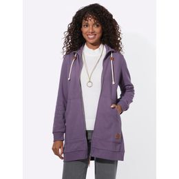Shirtjacke Casual Looks "Sweatshirtjacke", Damen, Gr. 40, feige, 82% Baumwolle, 18% Polyester, unifarben, Shirts Shirtjacke