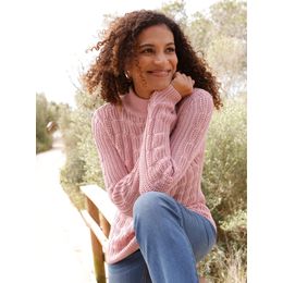 Stehkragenpullover Casual Looks "Stehkragen-Pullover", Damen, Gr. 36, rosa (hortensie), 50% Baumwolle, 50% Polyacryl, unifarben, Pullover Stehkragenpullover
