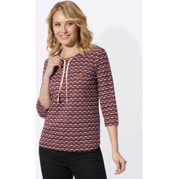 3/4-Arm-Shirt "3/4-Arm-Shirt", Damen, Gr. 42, puder, burgund, bedruckt, 100% Baumwolle, gemustert, mehrfarbig, Rundhals, Shirts 3/4-Arm-Shirt