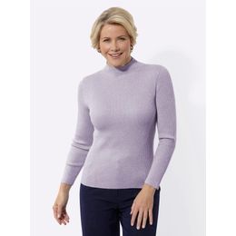 Stehkragenpullover CLASSIC "Stehkragen-Pullover", Damen, Gr. 50, flieder, meliert, 39% Viskose, 33% Polyester, 20% Polyamid, 8% metallisierte Fasern, meliert, Pullover Stehkragenpullover