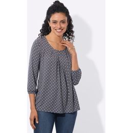 3/4-Arm-Shirt Inspirationen "Druck-Shirt", Damen, Gr. 52, taubenblau, graphit, bedruckt, 95% Viskose, 5% Elasthan, bedruckt, gemustert, mehrfarbig, Rundhals, Shirts 3/4-Arm-Shirt