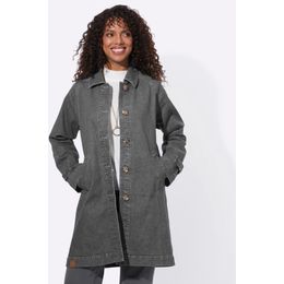 Kurzmantel Casual Looks, Damen, Gr. 46, stone, grau, denim, 98% Baumwolle, 2% Elasthan, unifarben, unifarben mit Farbeinsatz, unifarben mit Farbeins&auml;tzen, M&auml;ntel Kurzmantel