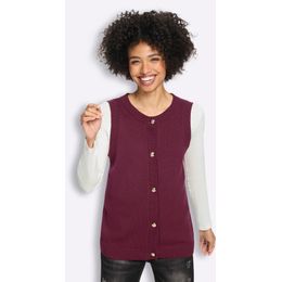Strickweste Heine, Damen, Gr. 48, lila (bordeaux), 50% Baumwolle, 50% Polyacryl, unifarben, Westen Strickweste
