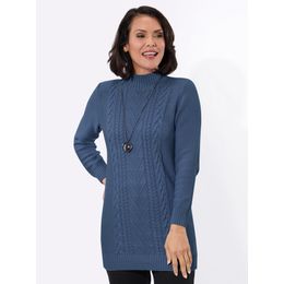 Longpullover Casual Looks "Longpullover", Damen, Gr. 36, blau (jeansblau), 100% Baumwolle, unifarben, Pullover Longpullover