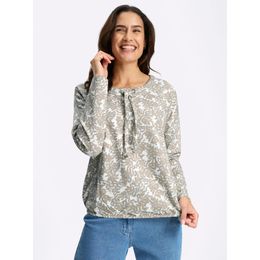 Print-Shirt "Druck-Shirt", Damen, Gr. 36, sesam, grau, bedruckt, 100% Baumwolle, gemustert, mehrfarbig, Rundhals, Shirts