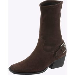 Stiefelette Heine, Damen, Gr. 36, dunkelbraun, Leder, Synthetik, Veloursleder, Schuhe Stiefelette