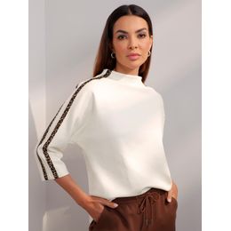 3/4-Arm-Shirt Heine "Shirt", Damen, Gr. 40, champagner, 50% Modal, 44% Polyester, 6% Elasthan, gemustert, mehrfarbig, Shirts 3/4-Arm-Shirt