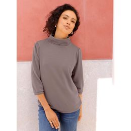 Sweatshirt Inspirationen, Damen, Gr. 38, dunkeltaupe, 50% Modal, 44% Polyester, 6% Elasthan, unifarben, Sweatshirts Sweatshirt