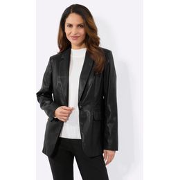 Lederimitat-Blazer Inspirationen "Lederimitat-Blazer", Damen, Gr. 40, schwarz, 100% Polyester, Blazer
