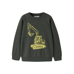 Sweatshirt name it "NMMVION LS NREG SWEAT UNB", Jungen, Gr. 104, peat print:working, Sweatware, Obermaterial: 60% Baumwolle, 40% Polyester, bedruckt, regular fit normal, Rundhals, Rippb&uuml;ndchen, Sweatshirts Sweatshirt, Baumwollmischung, regular fit