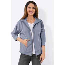 Shirtjacke Inspirationen "Shirtjacke", Damen, Gr. 36, blau (taubenblau), 50% Modal, 44% Polyester, 6% Elasthan, unifarben, Shirts Shirtjacke
