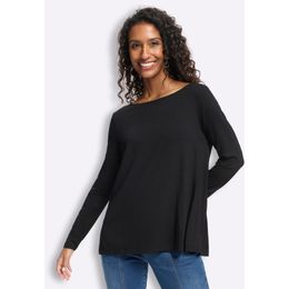 Langarmshirt Heine "Langarm-Shirt", Damen, Gr. 34, schwarz, 95% Viskose, 5% Elasthan, unifarben, Rundhals, Shirts Langarmshirt
