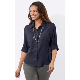 Flanellbluse Casual Looks, Damen, Gr. 40, marine, 100% Baumwolle, unifarben, Blusen