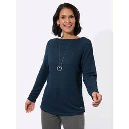 Langarmshirt Casual Looks "Langarm-Shirt", Damen, Gr. 48, blau (dunkelblau), 64% Polyester, 34% Viskose, 2% Elasthan, unifarben, Rundhals, Shirts Langarmshirt