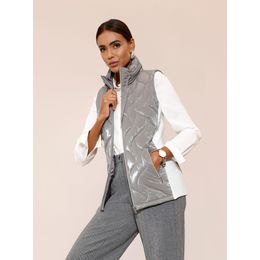 CR&Eacute;ATION L Steppweste CREATION L, Damen, Gr. 44, grau, ecru, 100% Polyamid, Einsatz:6% Elasthan, 65% Viskose, 29% Polyamid, Wattierung:100% Polyester, gemustert, unifarben, Westen Steppweste