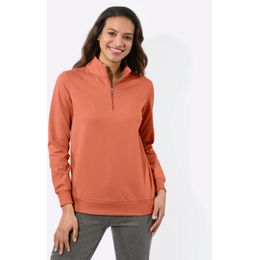 Sweatshirt Casual Looks, Damen, Gr. 38, papaya, 100% Baumwolle, unifarben, Sweatshirts Sweatshirt