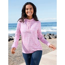 Stehkragenshirt Casual Looks "Winter-Shirt", Damen, Gr. 44, ros&eacute;, bedruckt, 95% Polyester, 5% Elasthan, gemustert, Shirts Stehkragenshirt