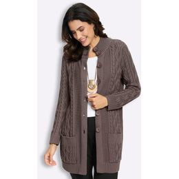 Strickjacke Inspirationen, Damen, Gr. 36, braun (dunkeltaupe), 50% Baumwolle, 50% Polyacryl, unifarben, Strickjacken Strickjacke
