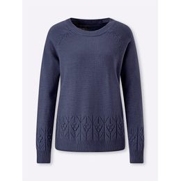 Rundhalspullover Classic Basics "Langarm-Pullover", Damen, Gr. 54, marine, 100% Polyacryl, unifarben, Pullover Rundhalspullover
