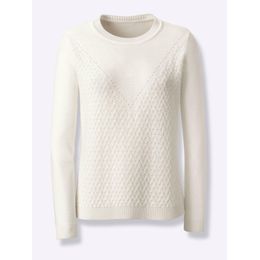 Rundhalspullover Classic Basics "Rundhals-Pullover", Damen, Gr. 50, ecru, 100% Polyacryl, unifarben, Pullover Rundhalspullover