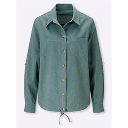 Hemdbluse Classic Basics, Damen, Gr. 50, jade, 100% Baumwolle, unifarben, Blusen Hemdbluse