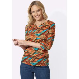 3/4-Arm-Shirt "3/4-Arm-Shirt", Damen, Gr. 42, rostrot, orange, bedruckt, 100% Baumwolle, gemustert, mehrfarbig, Rundhals, Shirts 3/4-Arm-Shirt