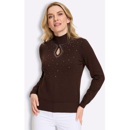 Strickpullover Classic Basics "Pullover", Damen, Gr. 38, schoko, 70% Viskose, 30% Polyamid, unifarben, Pullover Strickpullover