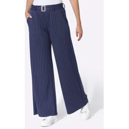 Jerseyhose Heine, Damen, Gr. 38, Normalgr&ouml;&szlig;en, marine, ecru nadelstreifen, 55% Viskose, 40% Polyester, 5% Elasthan, gemustert, gestreift, Hosen Jerseyhose