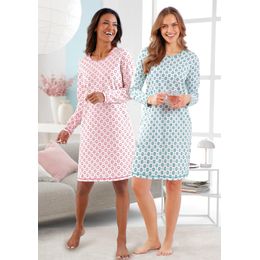 w&auml;schepur Sleepshirt W&Auml;SCHEPUR "Sleepshirts", Damen, Gr. 40/42, Normalgr&ouml;&szlig;en, ecru, fuchsia, ecru, aquapetrol, 100% Baumwolle, gemustert, gepunktet, mehrfarbig, Kleider Sleepshirt
