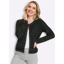 Cardigan, Damen, Gr. 38, schwarz, grau, meliert, 90% Polyacryl, 9% Polyamid, 1% Polyester, meliert, Strickjacken