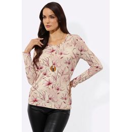 CR&Eacute;ATION L Print-Shirt CREATION L "Druck-Shirt", Damen, Gr. 36, hortensie, bordeaux, bedruckt, 95% Viskose, 5% Elasthan, gebl&uuml;mt, gemustert, mehrfarbig, Rundhals, Shirts